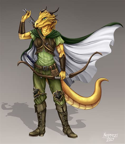 F Half Dragon Ranger Shortbow Sword Cloak Leather Armor Dungeons And Dragons Characters D D