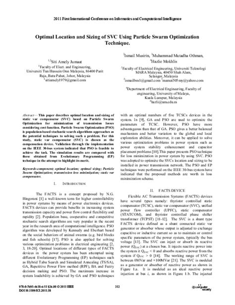 pdf optimal location and sizing of svc using particle swarm optimization technique hazlie