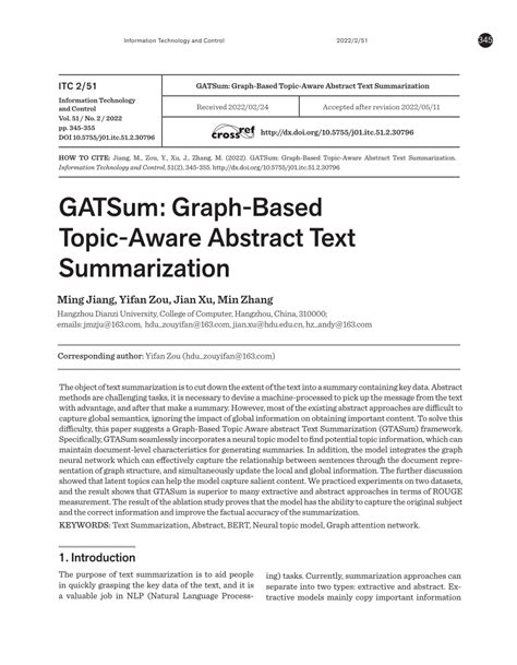 pdf gatsum graph based topic aware abstract text summarization