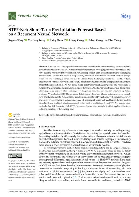 pdf stpf net short term precipitation forecast based on a recurrent neural network