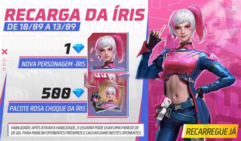 Evento de Recarga Free Fire Nova Personagem Íris 10 09 2022 PS Verso
