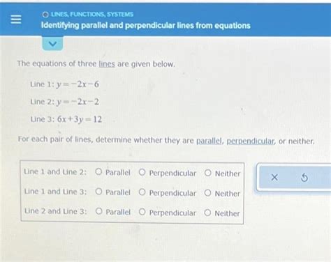 solved lines functions systems identifying parallel and
