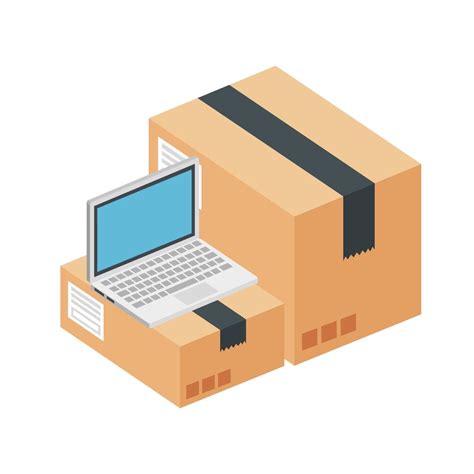 Boxes Packages With Laptop Isolated Icon 1950001 Vector Art At Vecteezy