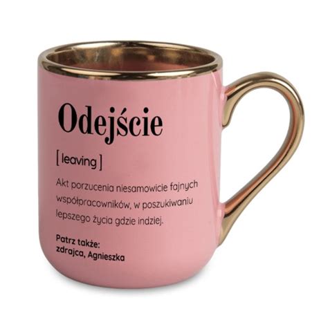 KUBEK ELEGANT RÓŻOWY NA PREZENT POŻEGNANIE KOLEGI KOLEŻANKI Z PRACY