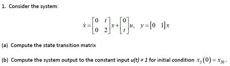 given lti system find the state transition matrix b