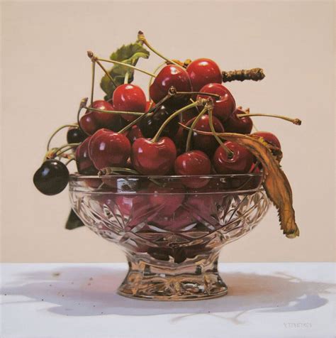 Still Life With Cherries Original Oil On Canvas Painting Oil Painting