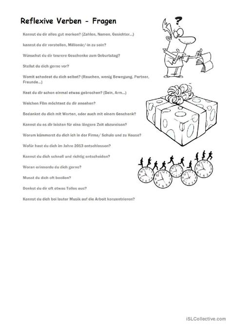 Reflexive Verben Fragen Deutsch DAF Arbeitsblätter pdf doc