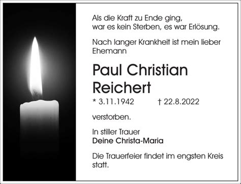 Paul Christian Reichert Traueranzeige Sächsische Zeitung