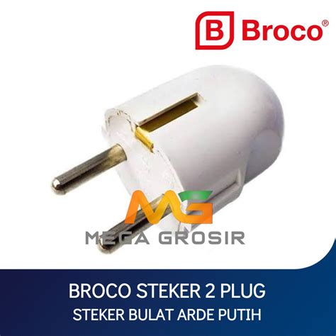 Jual Steker Arde Broco Putih Colokan Bulat 2P 2 Kaki White Murah