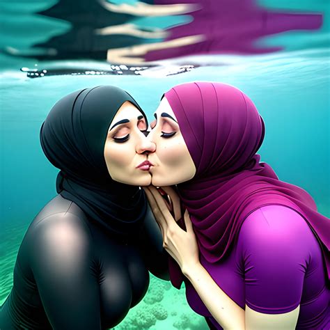 Two Hijab Girl Hugging And Kissing In Underwater Arthub Ai