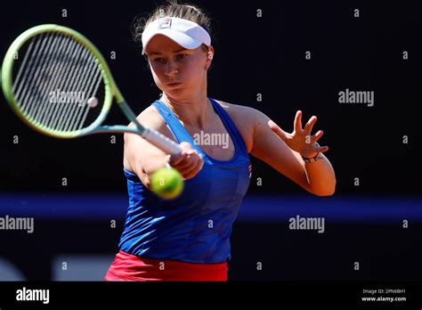 Barbora Krejcikova Of Czech Republic In Action During The Match Against