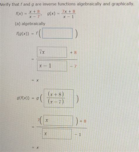 Solved Verify That F And G Are Inverse Functions Chegg