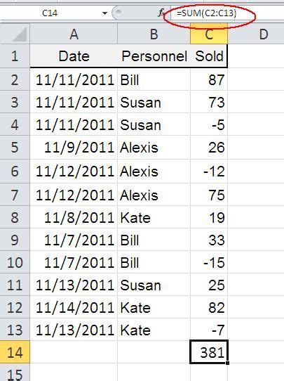 how to get sum of negative numbers in excel