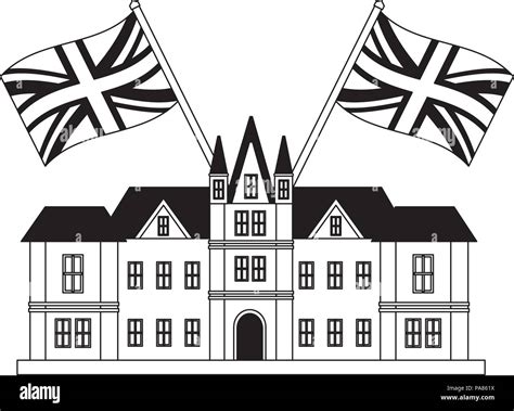 Castillo de Edimburgo Reino Unido banderas ilustración vectorial en