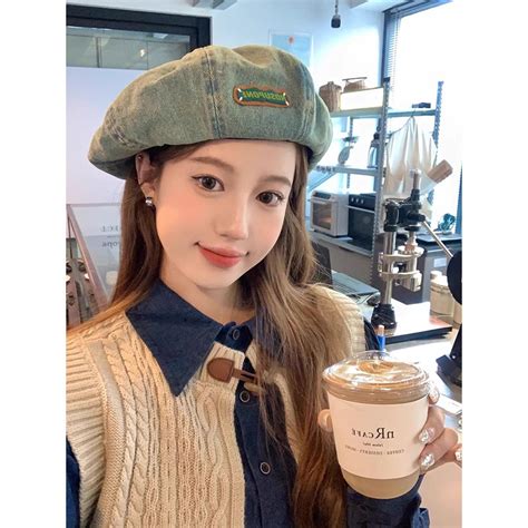 คาวบอย Beret ผ หญงฤดใบไม ผลฤดใบไม ร วงญ ป นแปดเหล