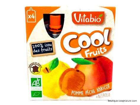 Vitabio Purée Cool Fruits Pomme Pêche Abricot Acérola Bio 4x90g