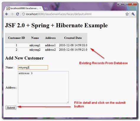 Jsf Spring Hibernate Integration Example Mkyong