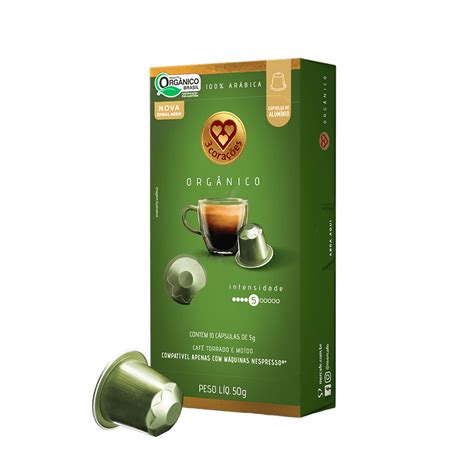 Café Fácil Cápsula Compatível Nespresso 3 Corações Café Orgânico 10 un
