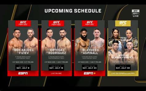 UFC Upcoming Schedule R MMA