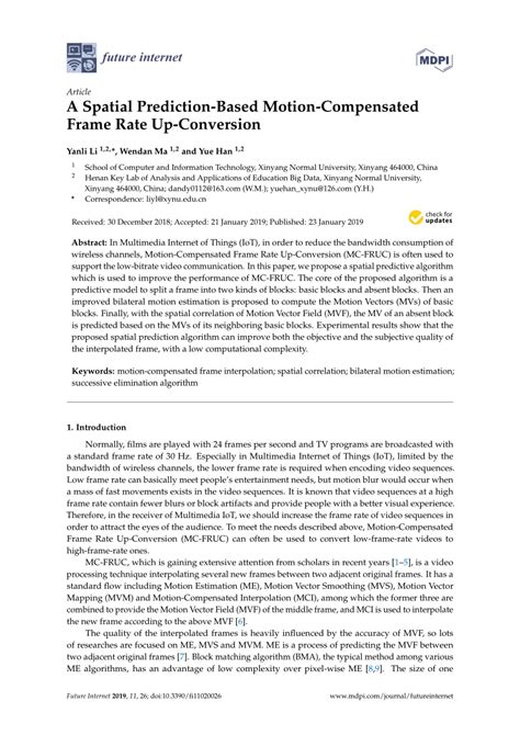 pdf a spatial prediction based motion compensated frame rate up conversion