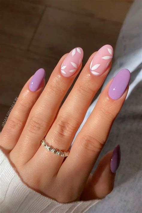30 Best Spring Nail Ideas For 2022 Soft Purple Flower Sheer Nails