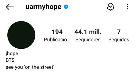 BTS Charts Daily⁷ on Twitter J hope has changed their Instagram
