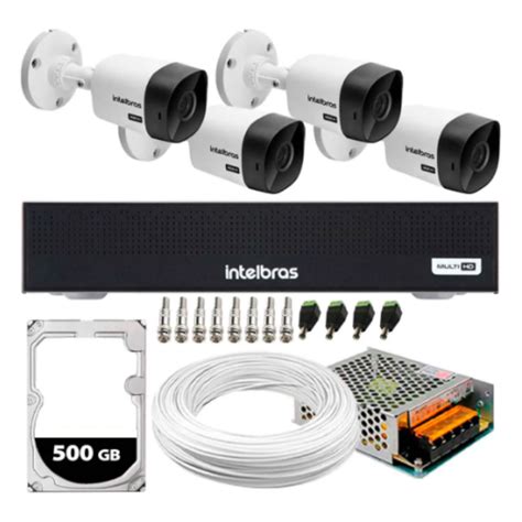 KIT 4 CÂMERAS INTELBRAS VHL 1220 B FULL HD 1080P BULLET VISÃO NOTURNA