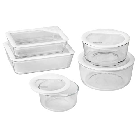 Pyrex 10pc Ultimate Glass Lid Set White Glass Food Storage Containers