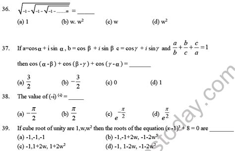 jee mathematics complex numbers mcqs set a multiple choice questions