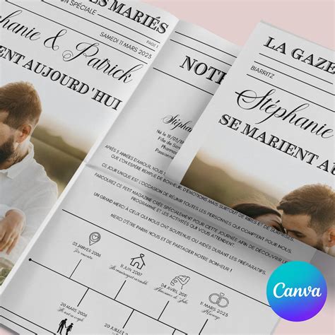 Gazette des Mariés DIY Modèle Personnalisable à Imprimer pour un