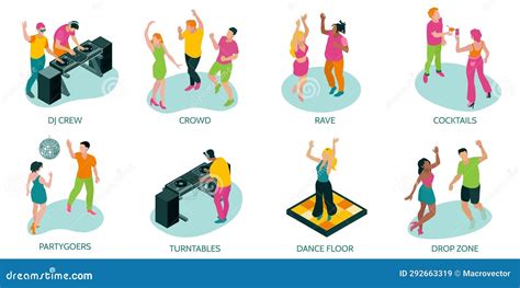 Isometric DJ Party Compositions Stock Vector Illustration Of Motion