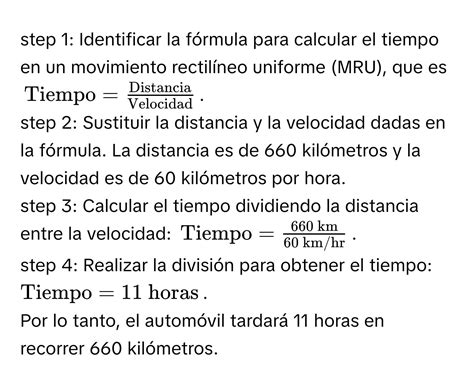 Solved Cuántas horas tardará un automóvil en recorrer 660 kilómetros