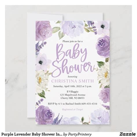 Lavender Baby Showers Floral Baby Shower Purple Floral Baby Shower