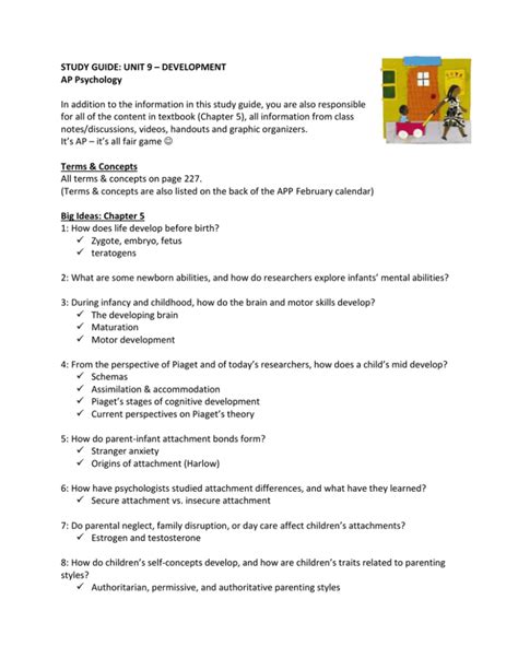 STUDY GUIDE UNIT 9 DEVELOPMENT AP Psychology In