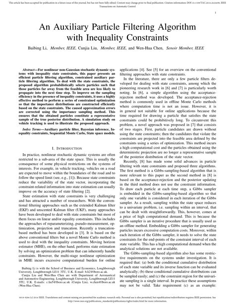 pdf an auxiliary particle filtering algorithm with inequality constraints