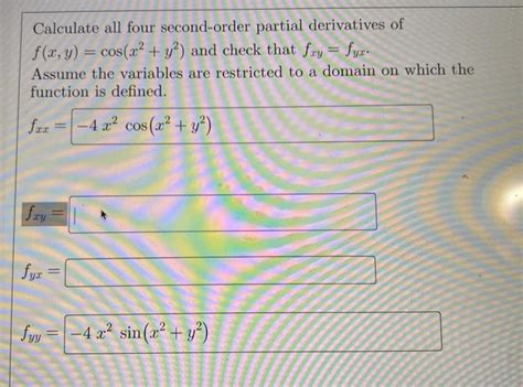 [solved] calculate all four second order partial derivativ