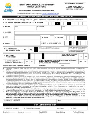 Fillable Online Nc Lottery Claim Form Fill Online Printable