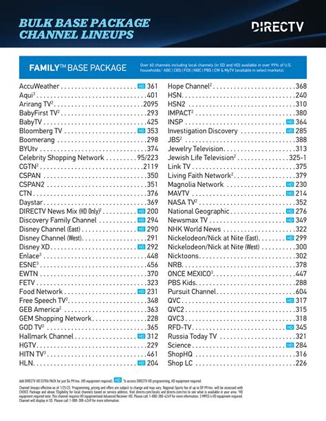 Channel Lineups DIRECTV Stellar Fiber Internet
