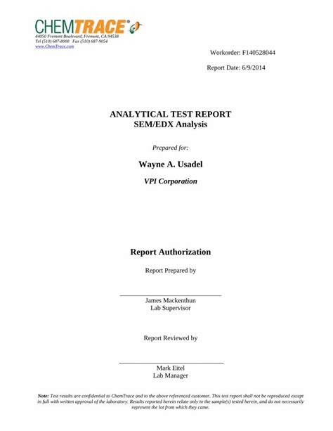 Pdf Analytical Test Report Sem Edx Analysis Test Report Sem Edx