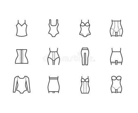 Línea Plana Sistema De Shapewear De Los Iconos Ropa Interior Correctiva