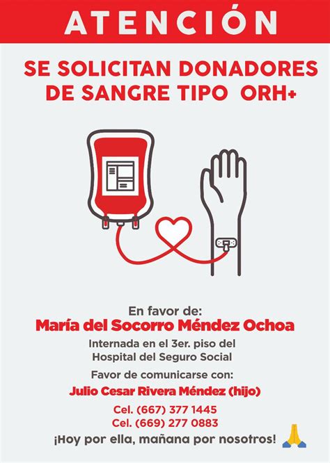 Se Solicitan Donadores De Sangre Tipo ORh Facultad De Ciencias