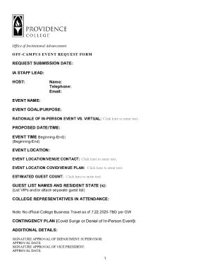 Fillable Online Institutional Advancement Event Planning Request Form