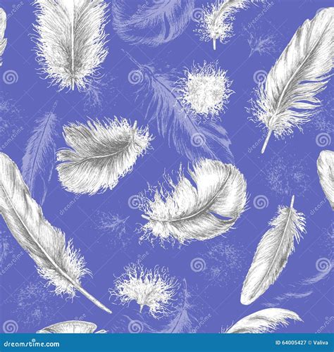 Textura Inconsútil Con Las Plumas Dibujadas Mano Ilustración del Vector