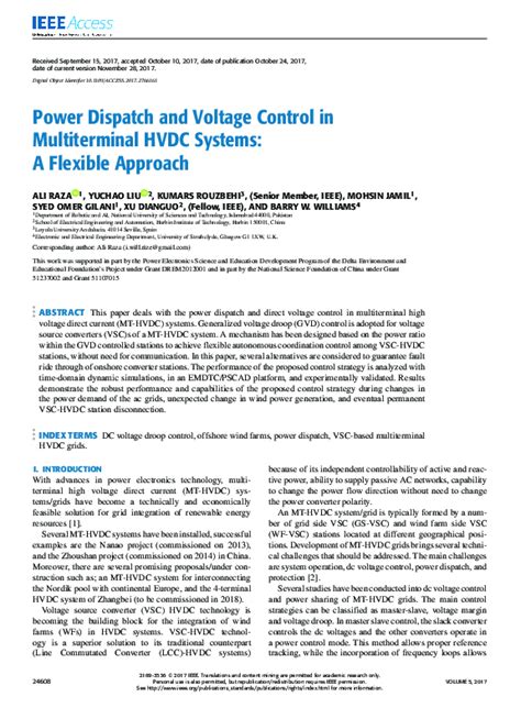 pdf power dispatch and voltage control in multiterminal hvdc systems a flexible approach