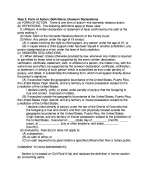 Fillable Online Rule 2 Form Of Action Definitions Unsworn