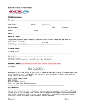 Fillable Online Aquatic Safety Trainers AST Registration Form GAQAP