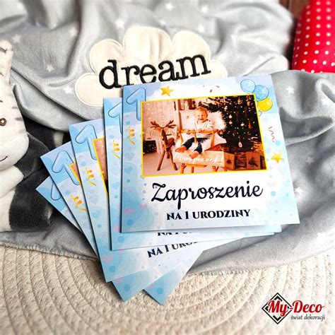 Zaproszenie na roczek ze zdjęciem wzór 01