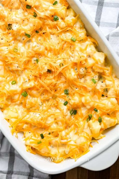 This Cheesy Potato Casserole Is Loaded With Potatoes Cheese Sour Cream And Spices To Make It