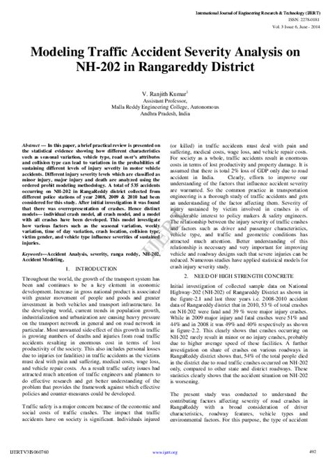 pdf ijert modeling traffic accident severity analysis on nh 202 in rangareddy district ijert