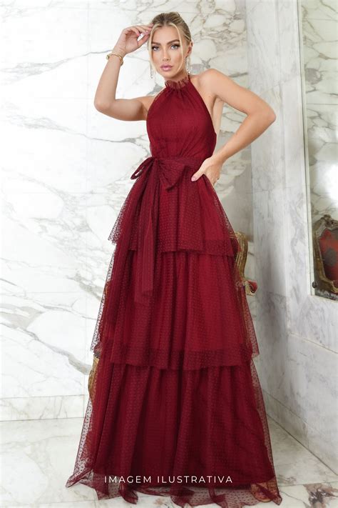 Vestido de festa Vestido de Festa Marsala Longo Nádia Ladydress